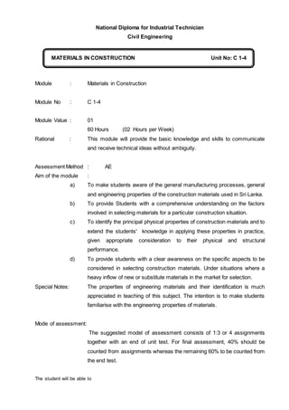 NCIT civil Syllabus 2013-2014 | DOCX
