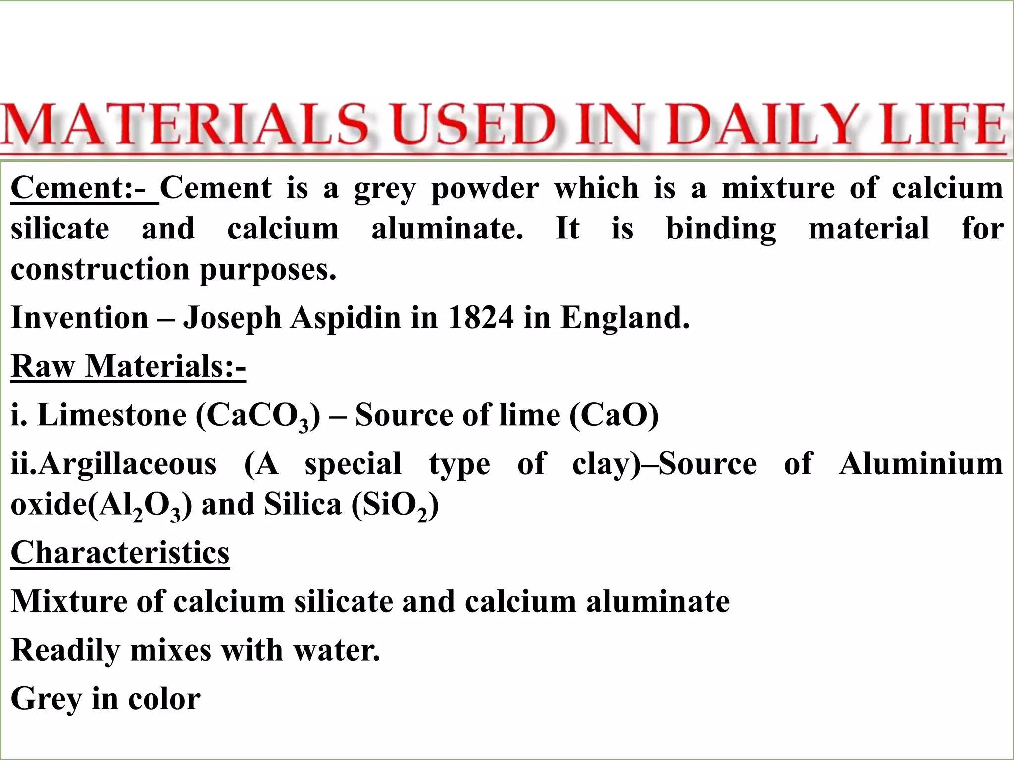 Materials used in daily life Chapter Science SEE Nepal | PPT