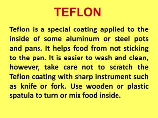 Materials in Kitchen Utensils.pptx | Cooking | Food & Drink