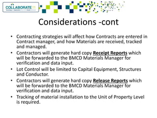 Materials management implementation using contract manager | PPT