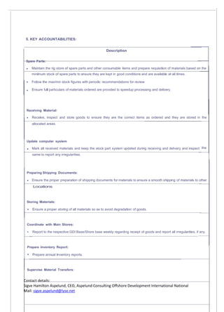 Materials man job spec | DOCX