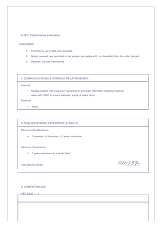 Materials man job spec | DOCX