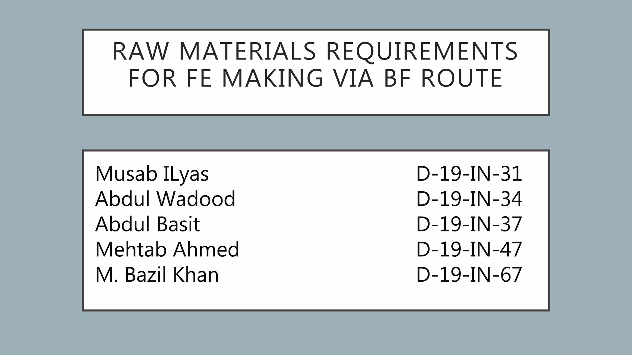 Raw Material for Iron Making | PPTX