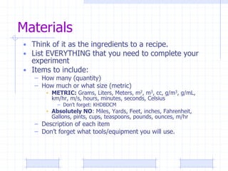 Materials & procedures | PPT
