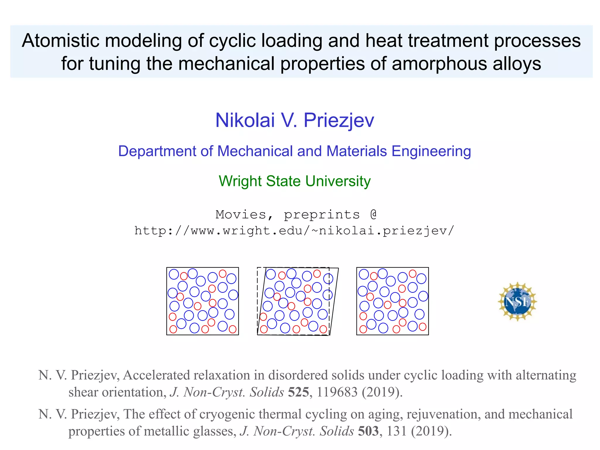 Atomistic modeling of cyclic loading and heat treatment processes for ...