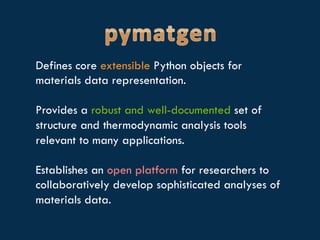 The Materials Project - Combining Science and Informatics to Accelerate Materials Innovation ...