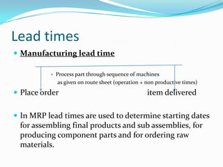 Materials requirement planning | PPTX