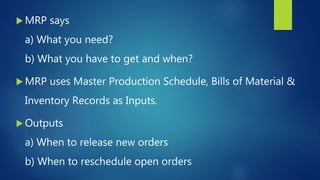 Materials requirement planning | PPTX