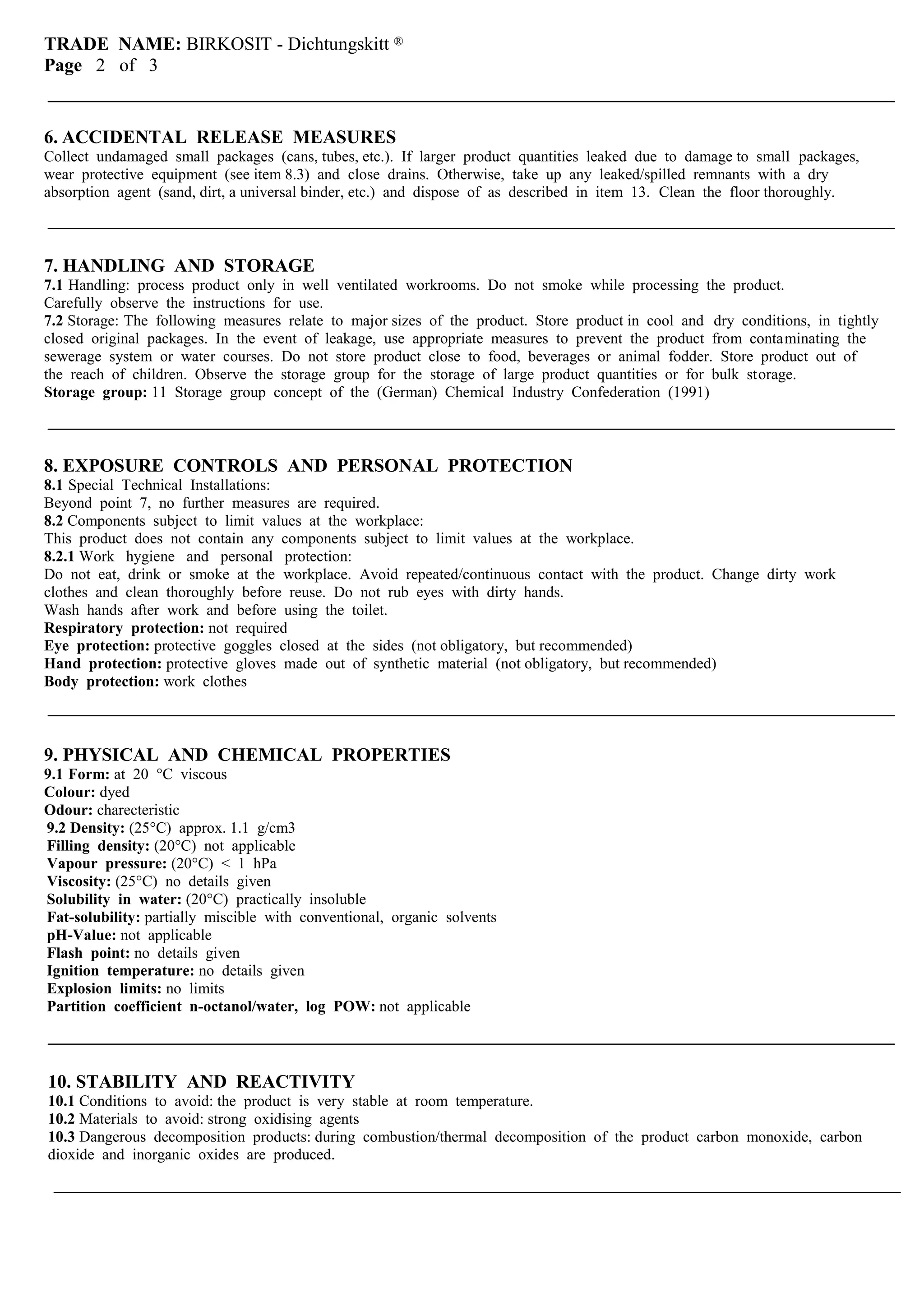 Materials Saftey Data Sheet Birkosit | PDF