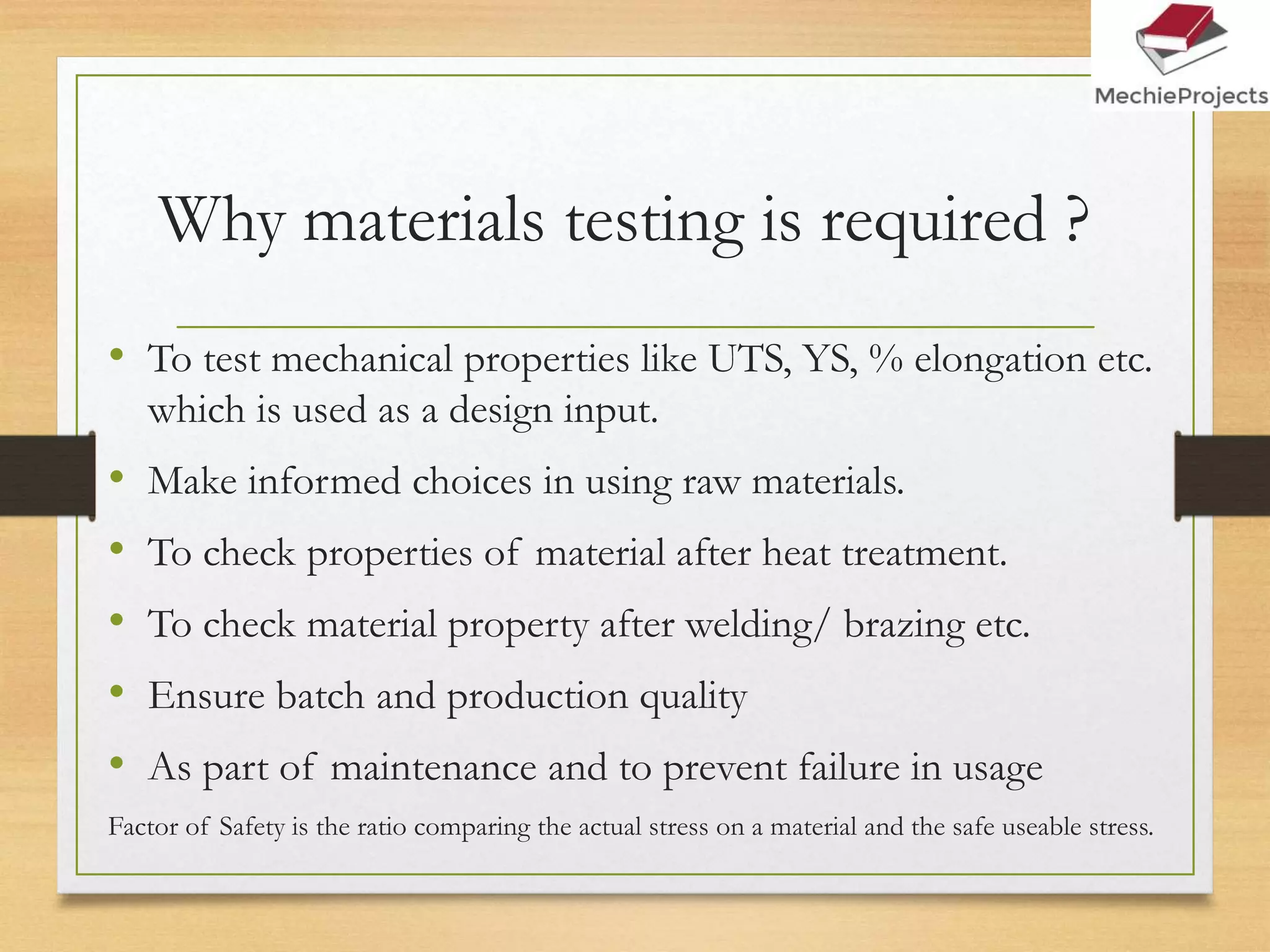Mechanical Testing of Materials | PPSX