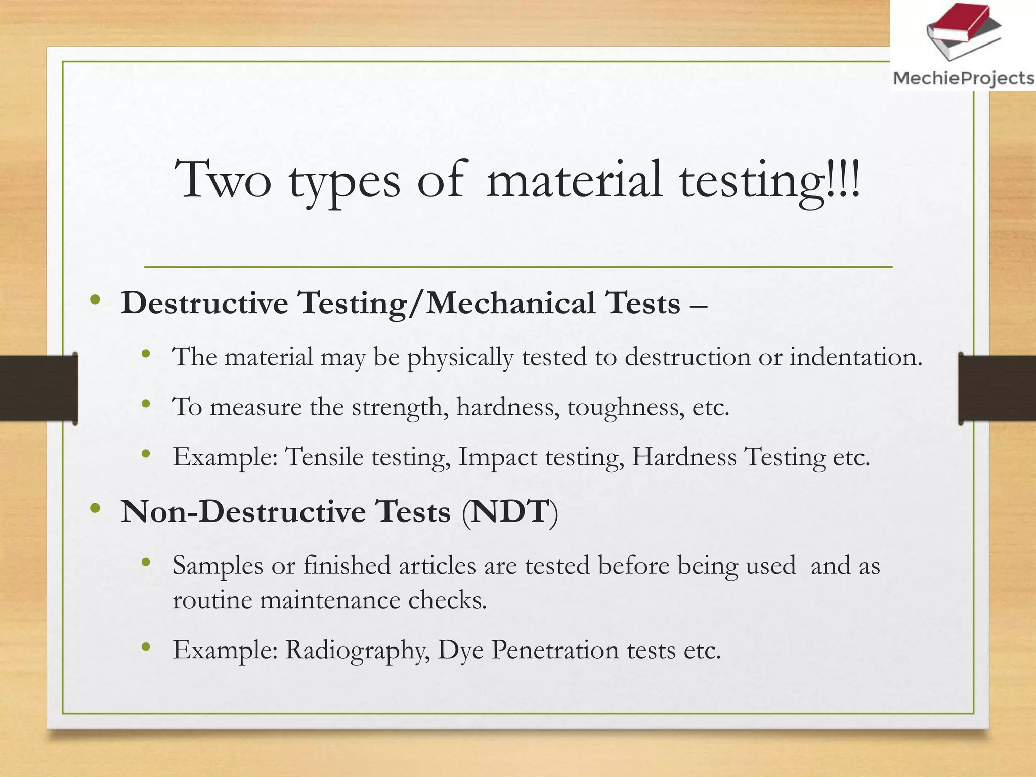 Mechanical Testing of Materials | PPSX