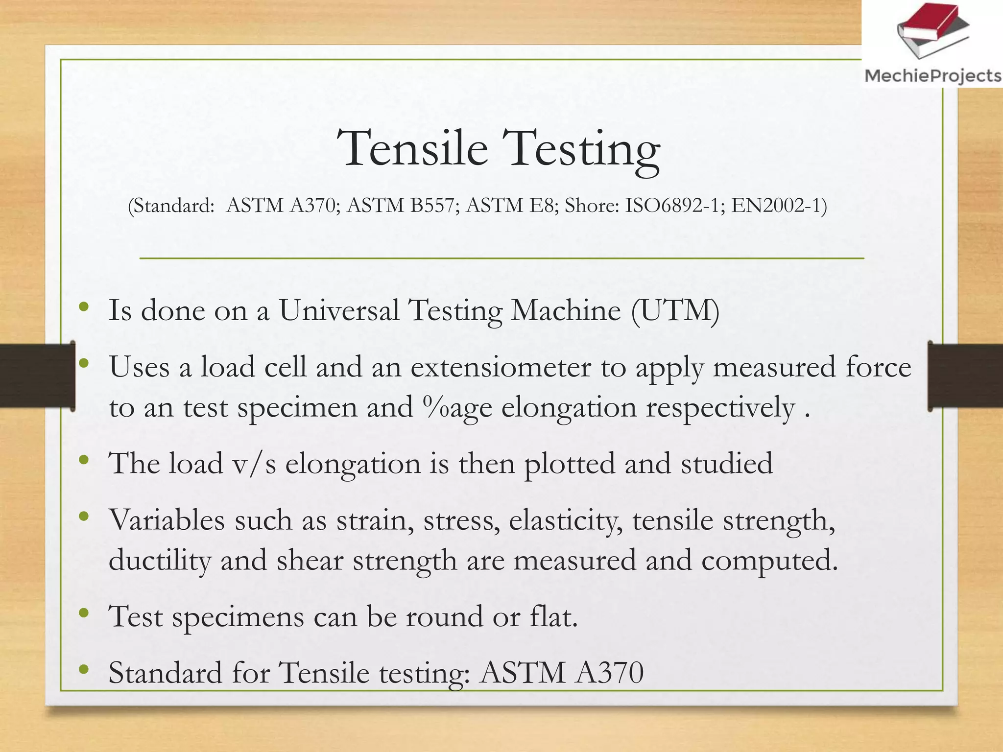 Mechanical Testing of Materials | PPSX