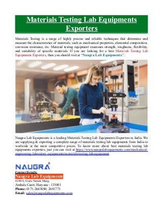 Materials Testing Lab Equipments Exporters