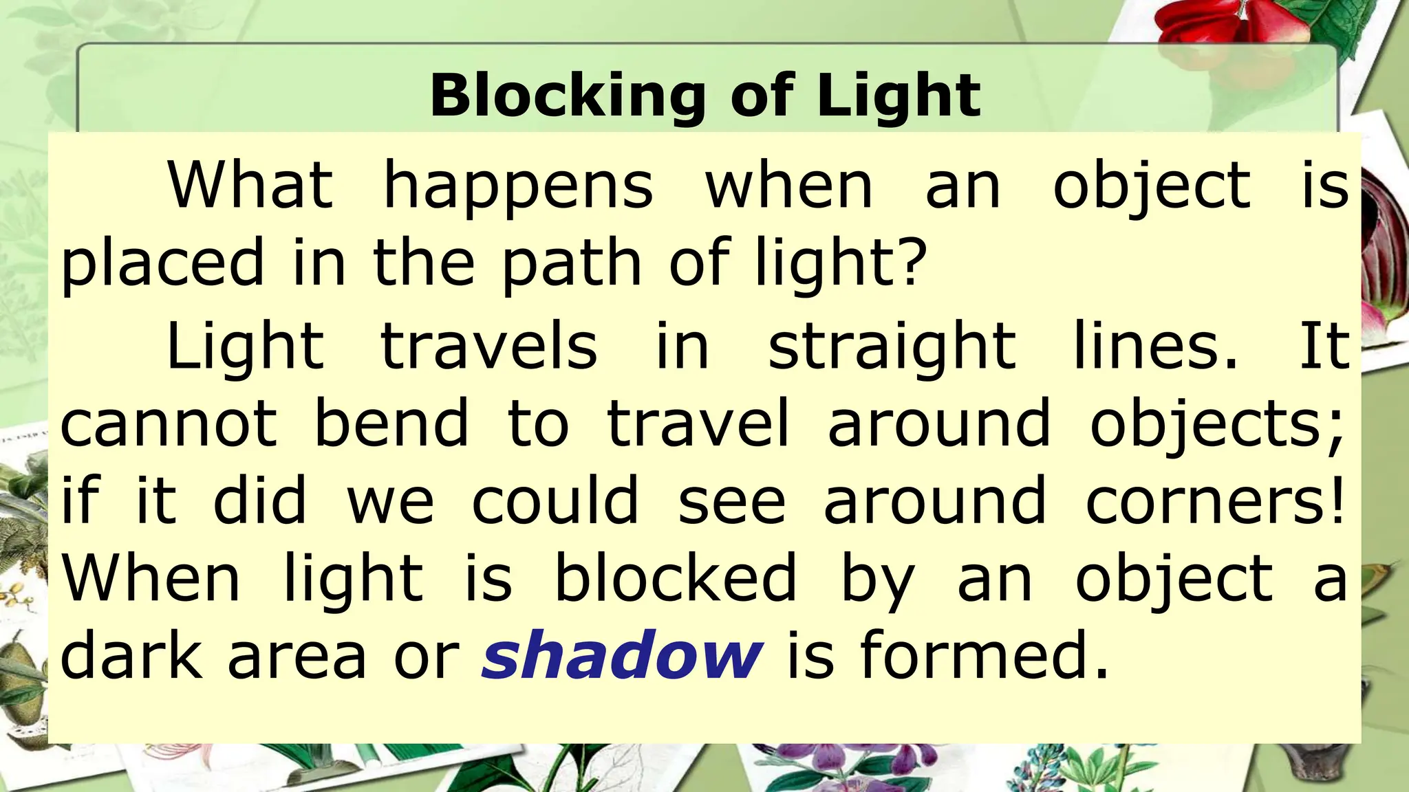 Materials that block absorb transmit light | PPTX