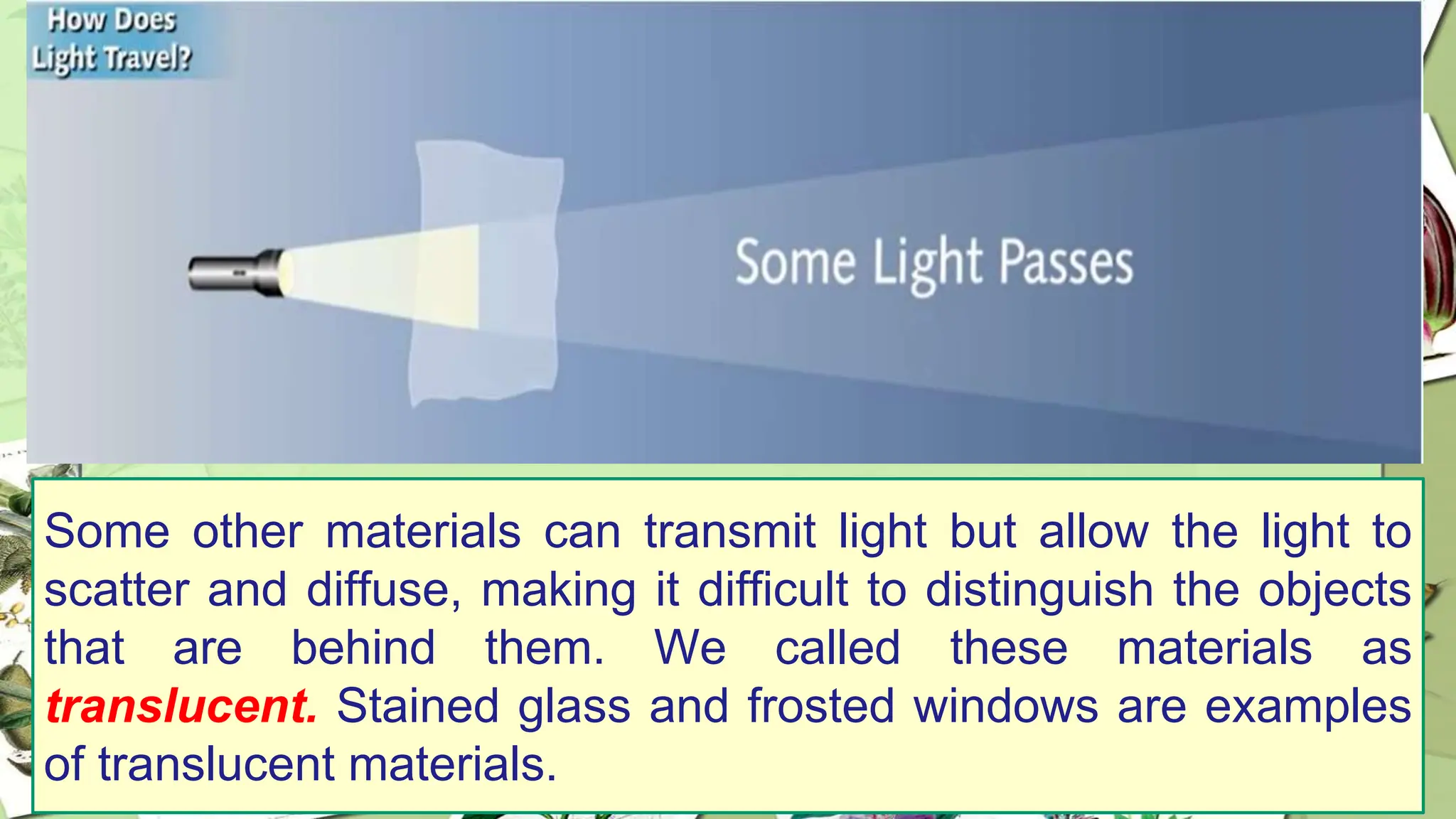 Materials that block absorb transmit light | PPTX