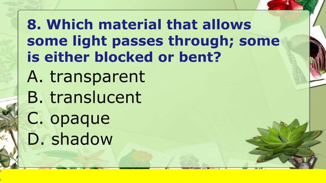 Materials that block absorb transmit light | PPTX