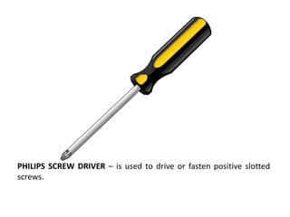 Materials, Tools, Equipment and Testing Devices | PPTX