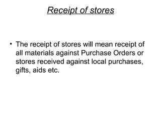 Material store & receipts | PPT