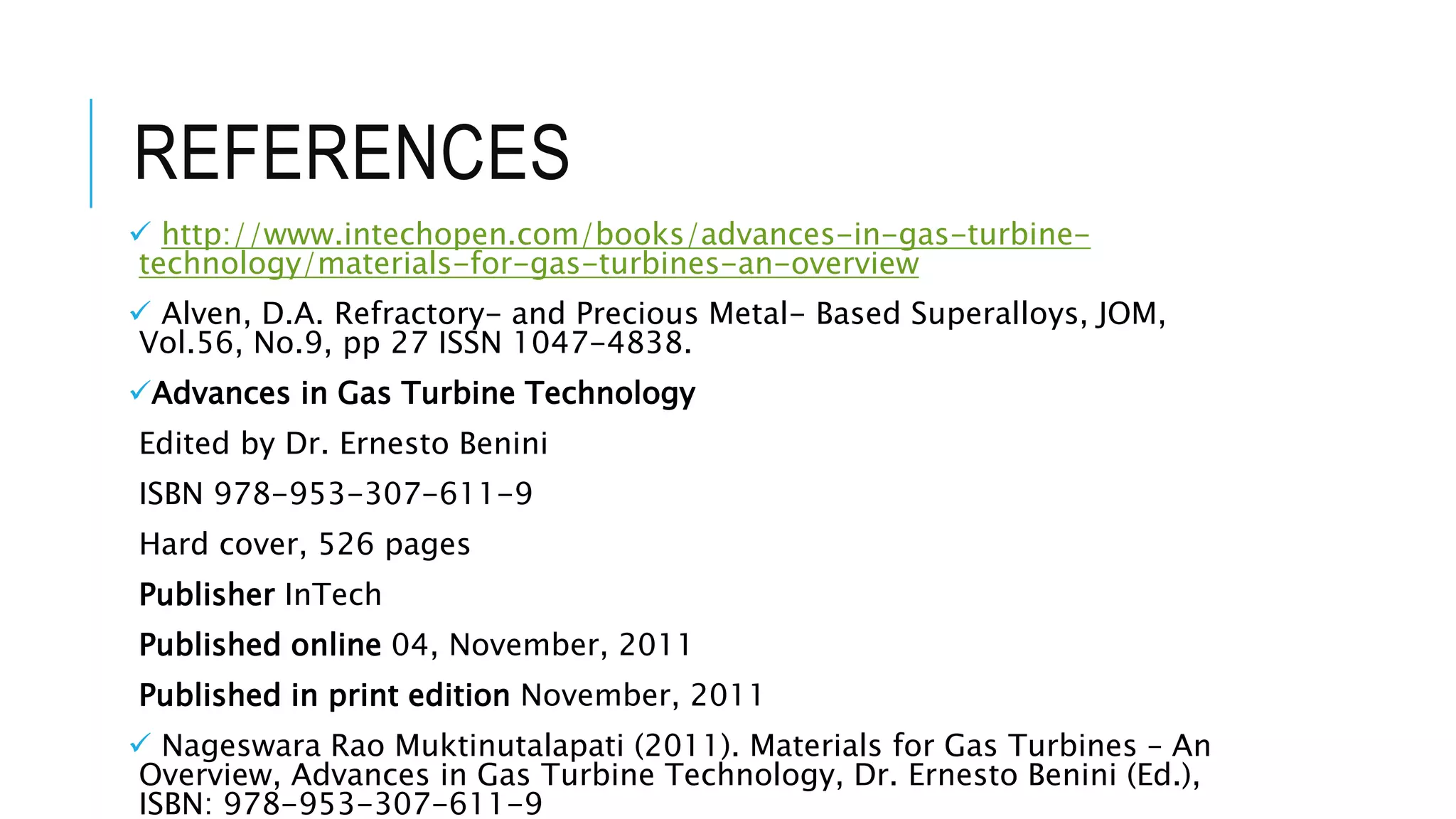 Materials used in gas turbine | PPTX