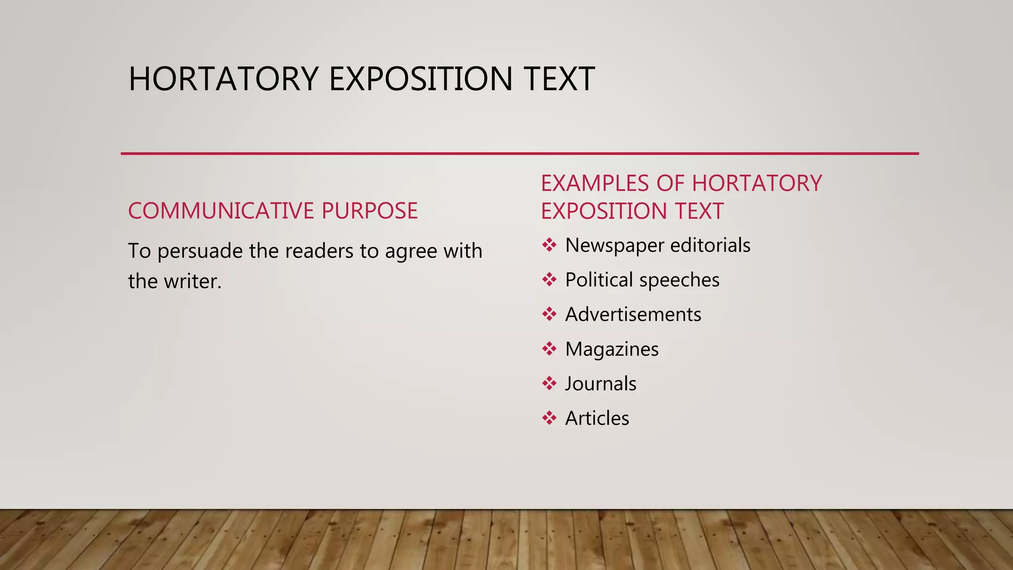 Material teaching hortatory_exposition[1] | PPTX