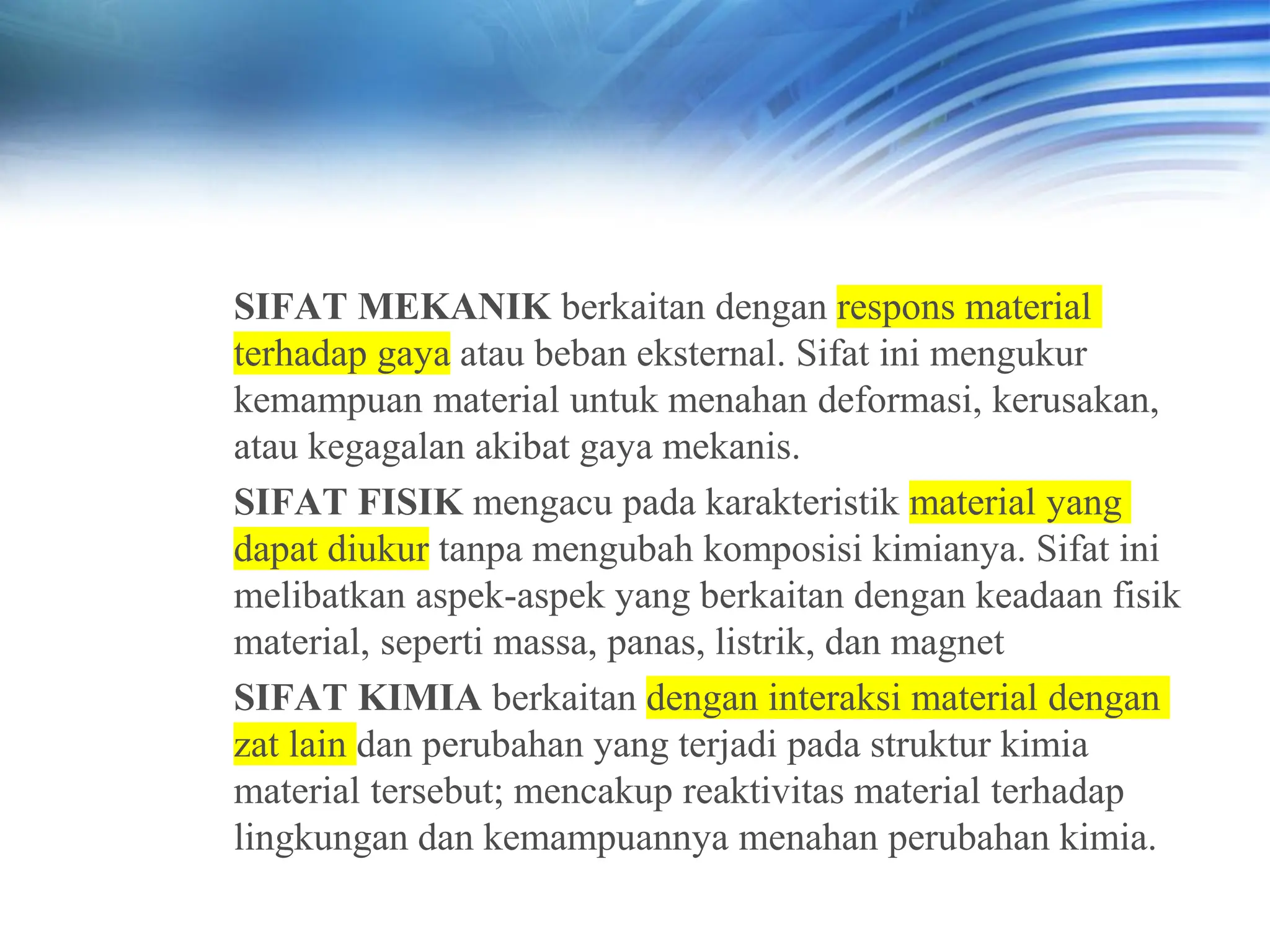 MATERIAL TEKNIK 1 • Definisi material teknik • Klasifikasi material ...