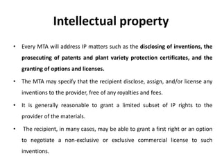 Material Transfer Agreement it's characters | PPTX