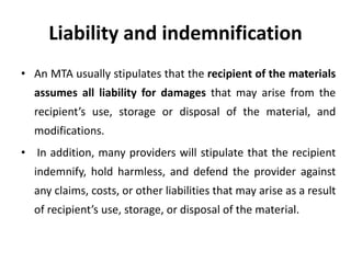 Material Transfer Agreement it's characters | PPTX