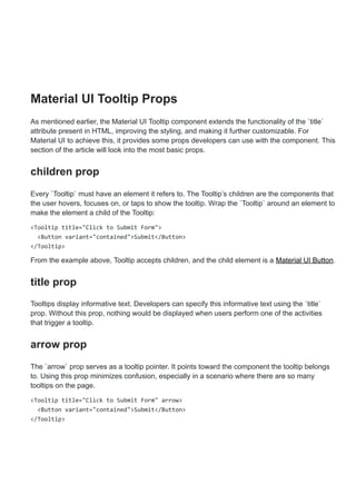 How to Use Material UI Tooltip Component Like a Pro | PDF