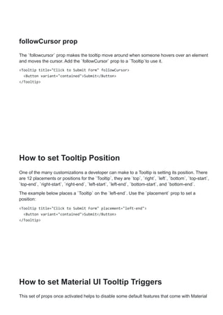 How to Use Material UI Tooltip Component Like a Pro | PDF