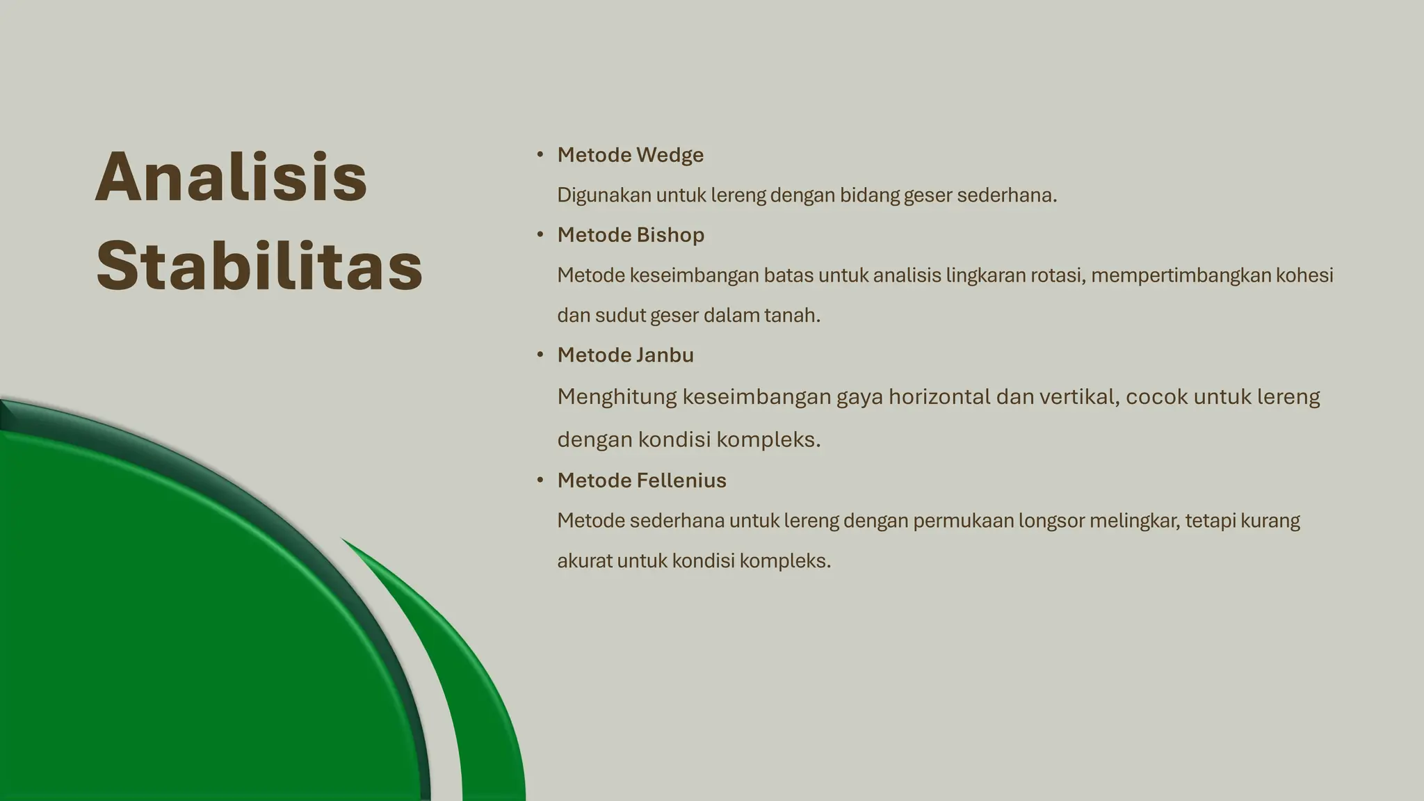Materi Analisa Kestabilan Lereng Metode Kesetimbangan Batas (LEM) & Metode Element Hingga (FEM).pdf