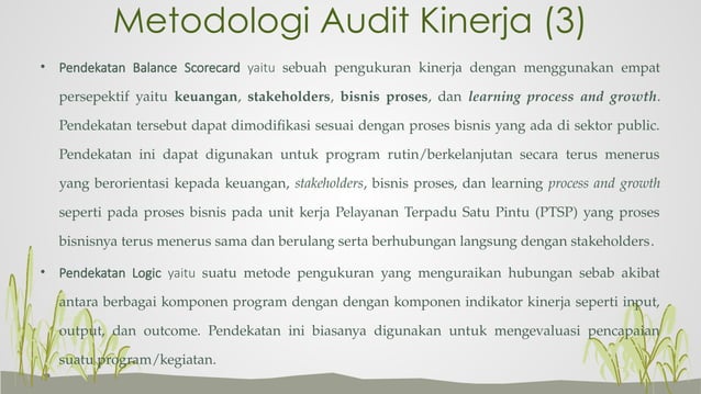 Materi Audit Kinerja Dari BPKP Perwakilan | PPTX