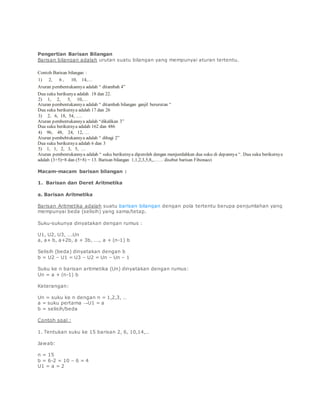 Materi barisan deret kelas x smk | PDF