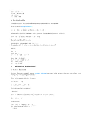 Materi barisan deret kelas x smk | PDF