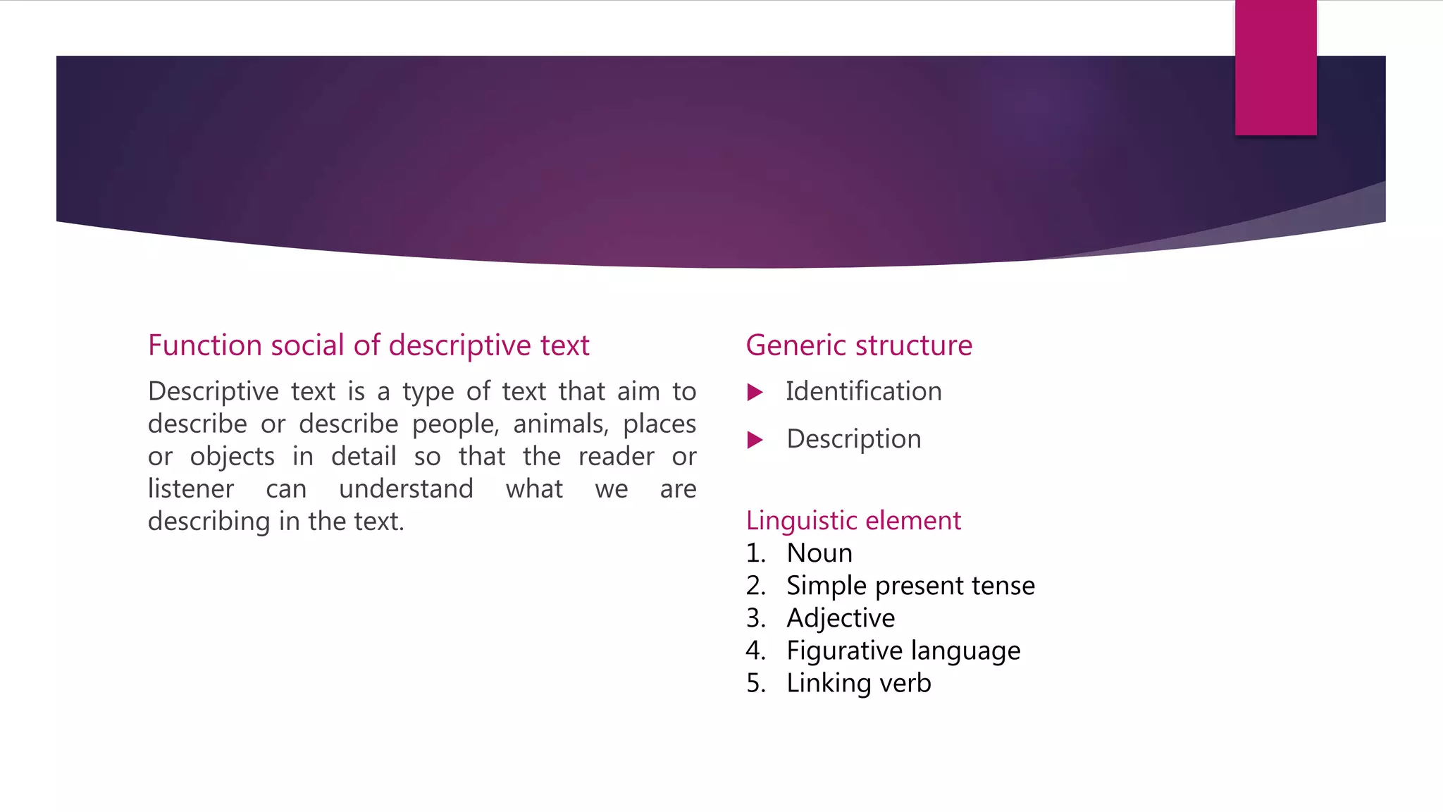 Materi descriptive text smp kelas 7 | PPTX