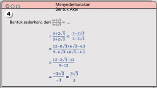 materi bentuk akar KELAS x MATEMATIKA sma | PPTX
