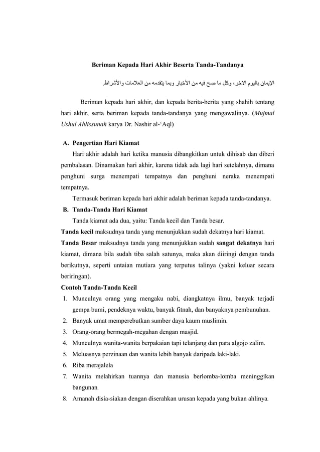 Materi beriman kepada hari akhir | PDF Materi beriman kepada hari akhir | PDF