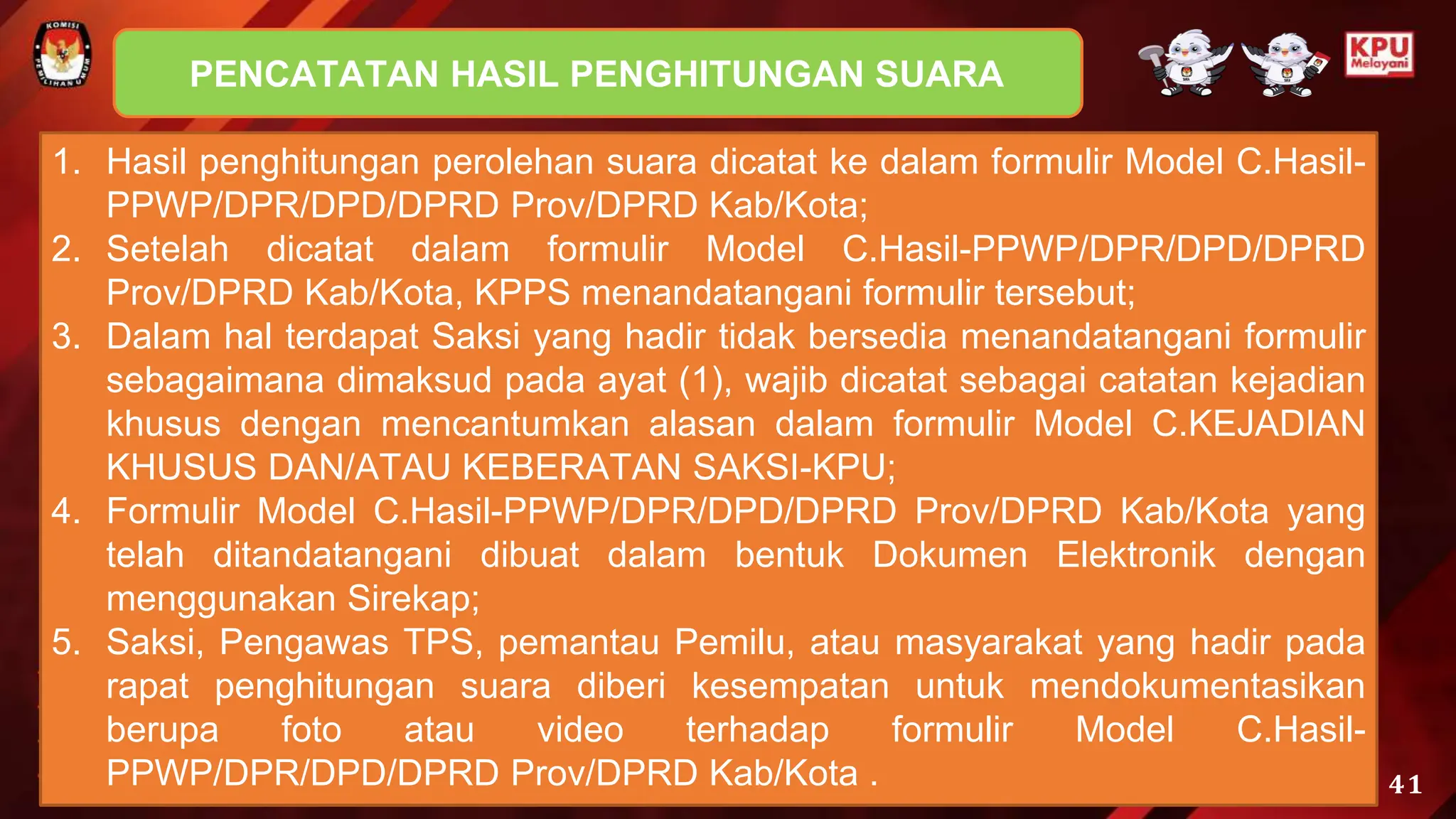 MATERI BIMTEK PENGAWASAN TAHAPAN PEMUNGUTAN DAN PENGHITUNGAN SUARA ...