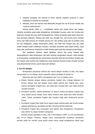 Materi Mata Kuliah Belajar dan Pembelajaran Bab I Belajar dan Pembelajaran | PDF