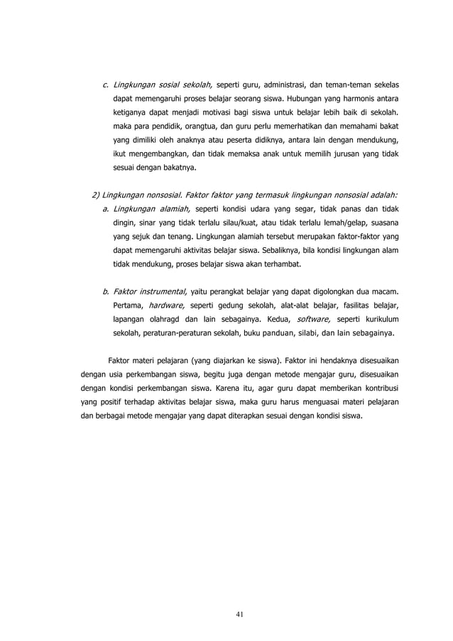 Proses dan Faktor-Faktor yang Mempengaruhi Belajar serta Persepektif Pembelajaran | PDF