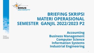 Materi Briefing Operasional Jurusan Sistem Informasi, Teknik ...