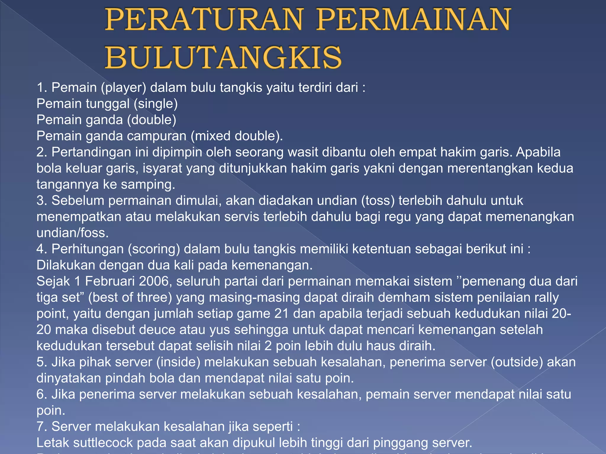 Materi bulu tangkis kelas x semua program keahlian smk gelora | PPTX