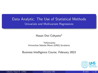 Statistical Methods for Data Analysis: Univariate and Multivariate Regressions | PPT