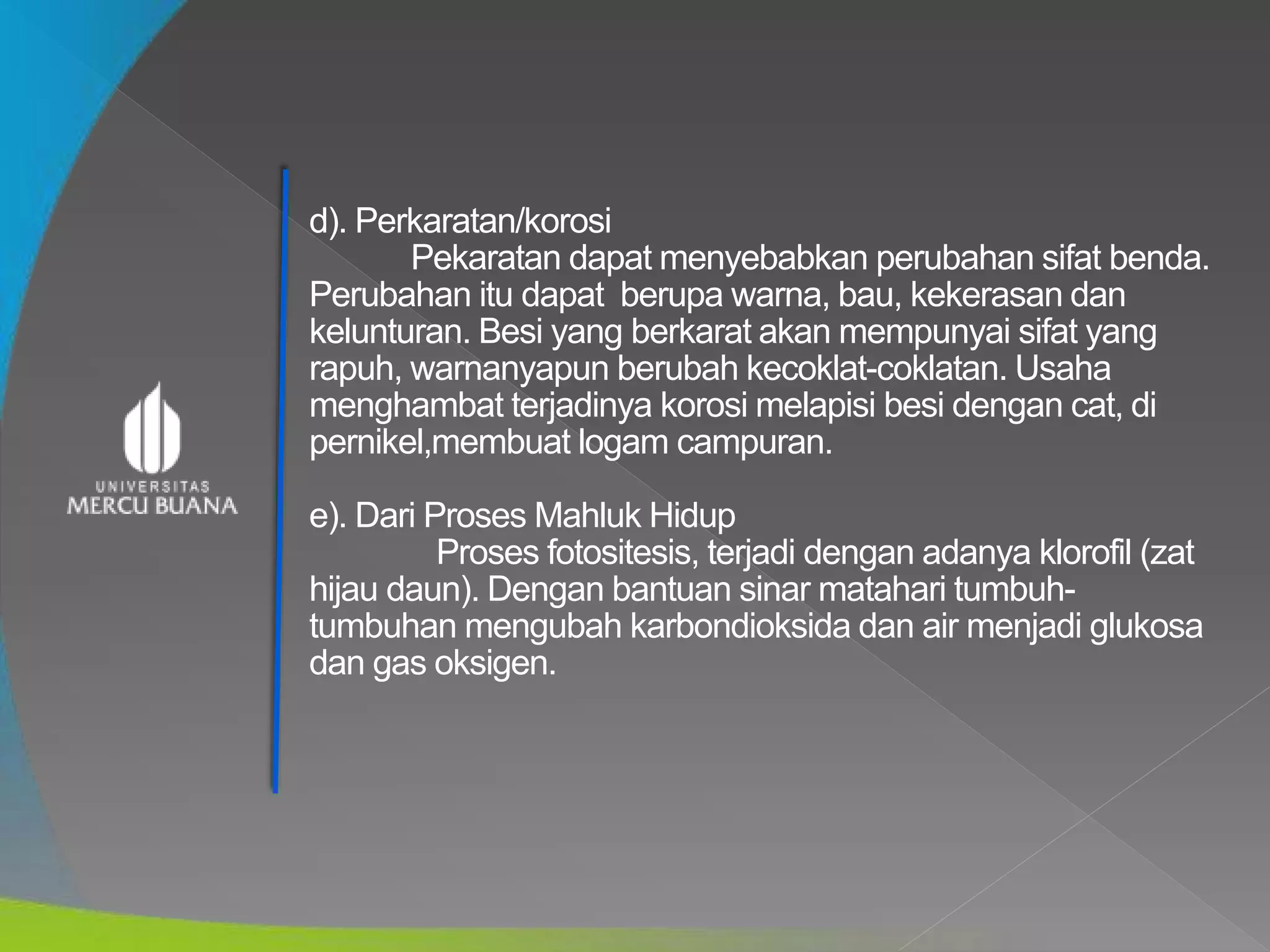 Materi dan perubahan materi tugas I | PPTX