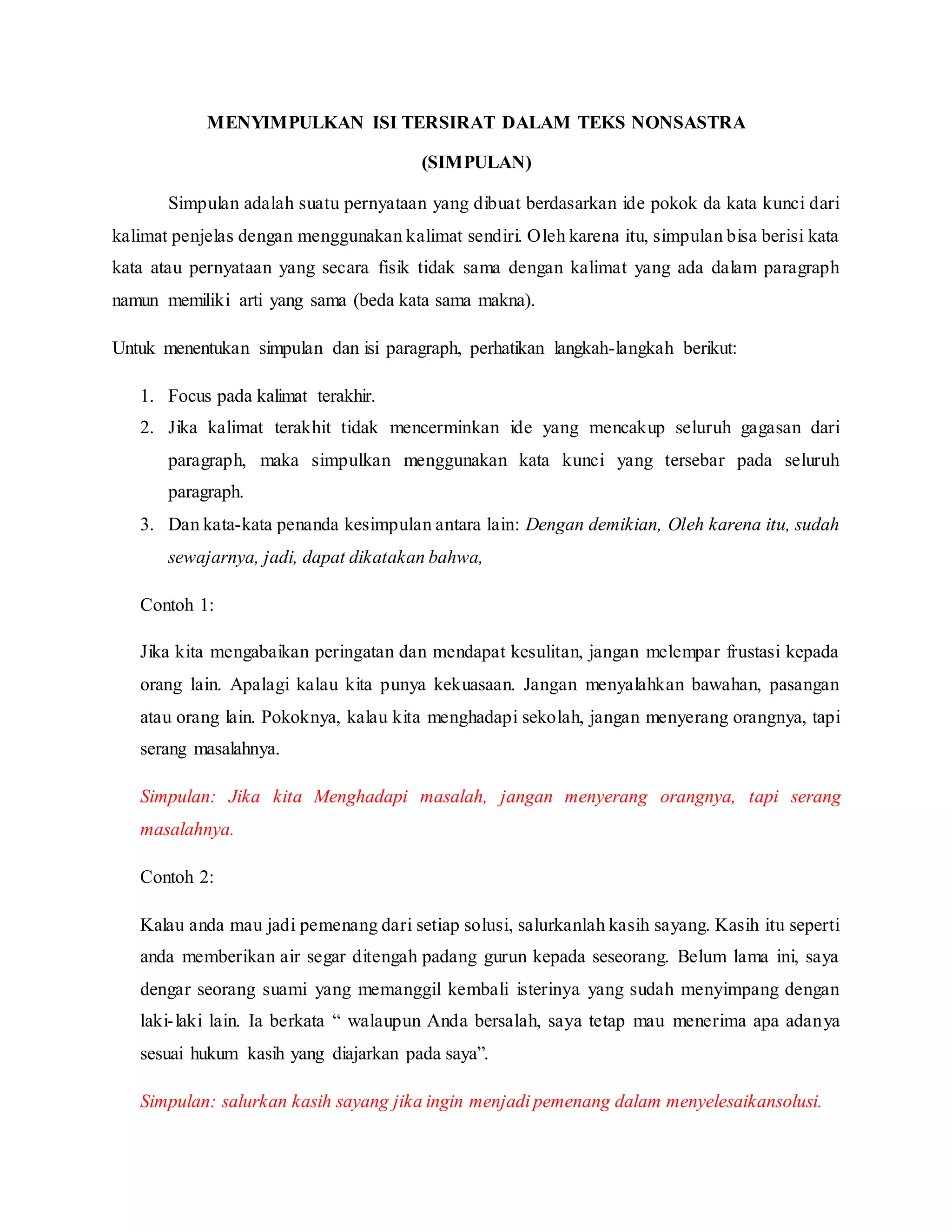 Materi dan soal simpulan | DOCX