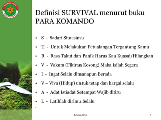 MATERI DASAR SURVIVAL DISAMPAIKAN PADA PENDIDIKAN DAN LATIHAN DASAR ...