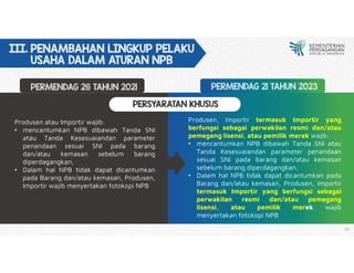 Pengaturan NPB dan LPK dalam Permendag No 21 Tahun 2023 | PDF