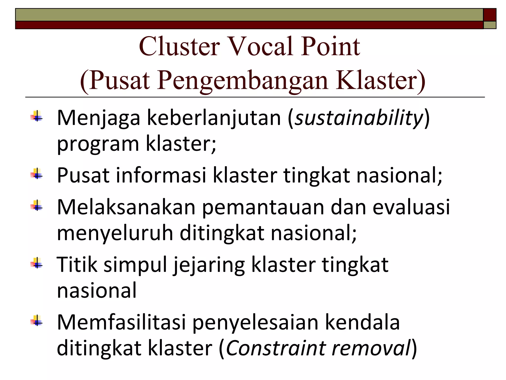 Kebijakan Pengembangan Klaster IKM Kerajinan dan Barang Seni (Wilayah I ...