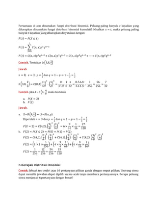 Distribusi Peluang Binomial | PDF