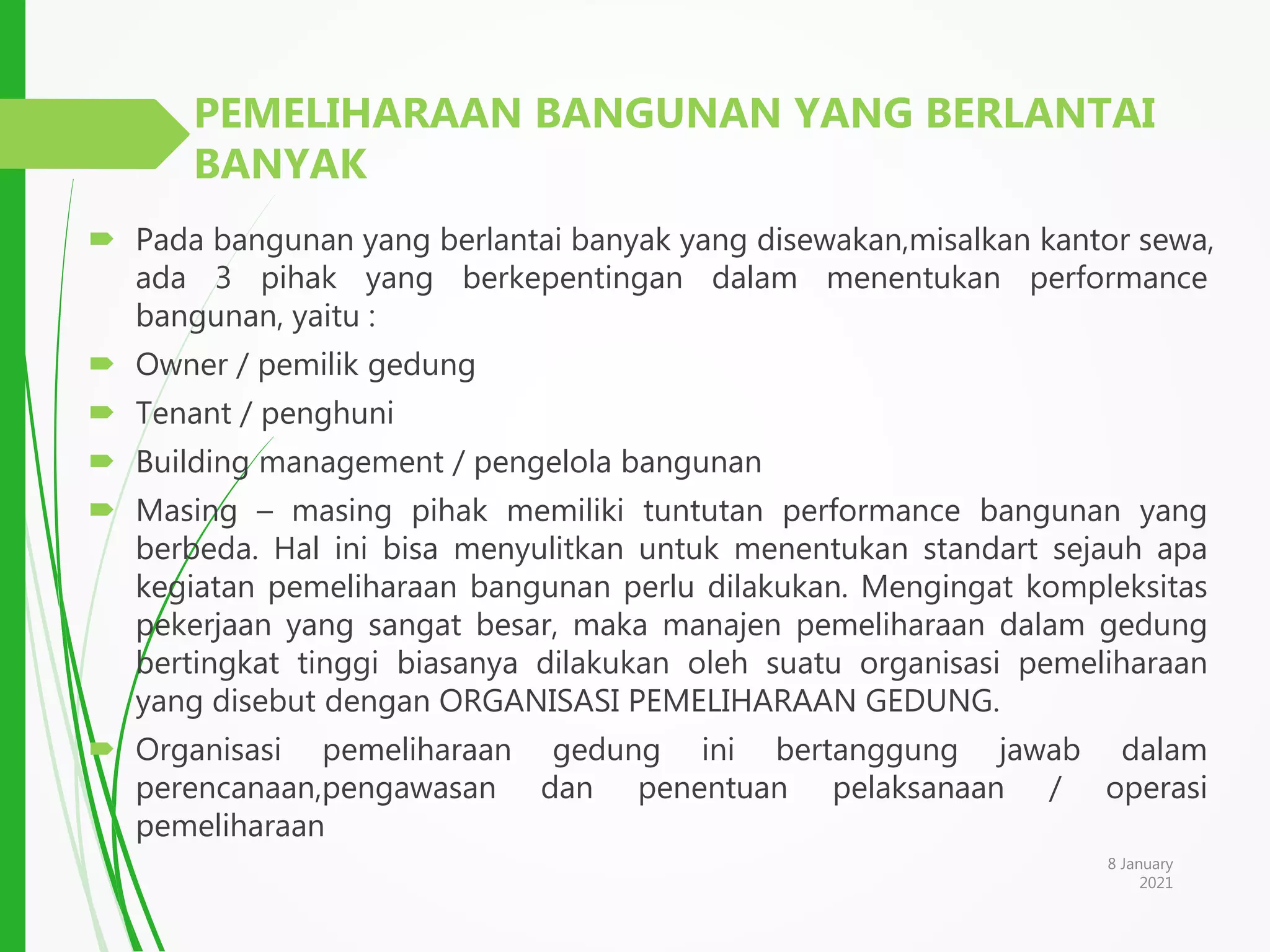 Manajemen Perawatan Bangunan Gedung dan Fasilitas | PPTX