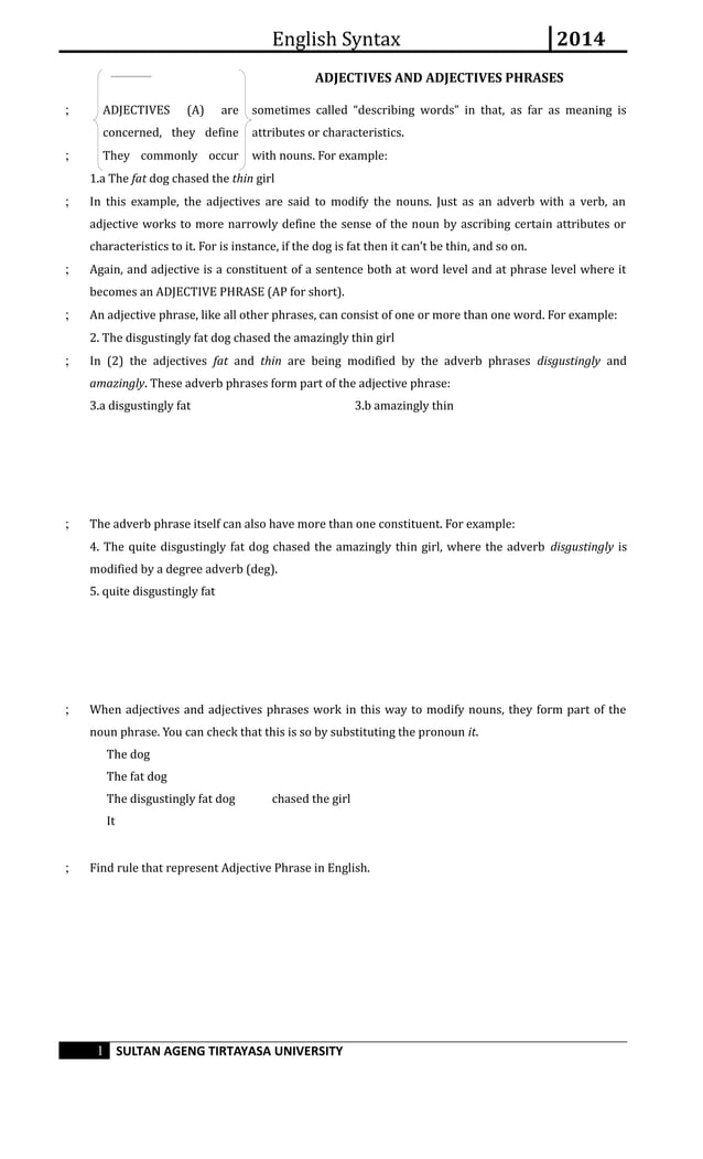 English Syntax Material. | RTF